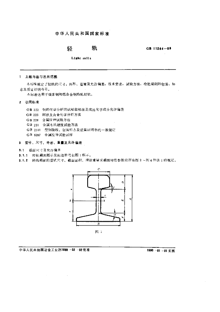 GB/T 11264-1989 轻轨_国家标准 - 电子标准网